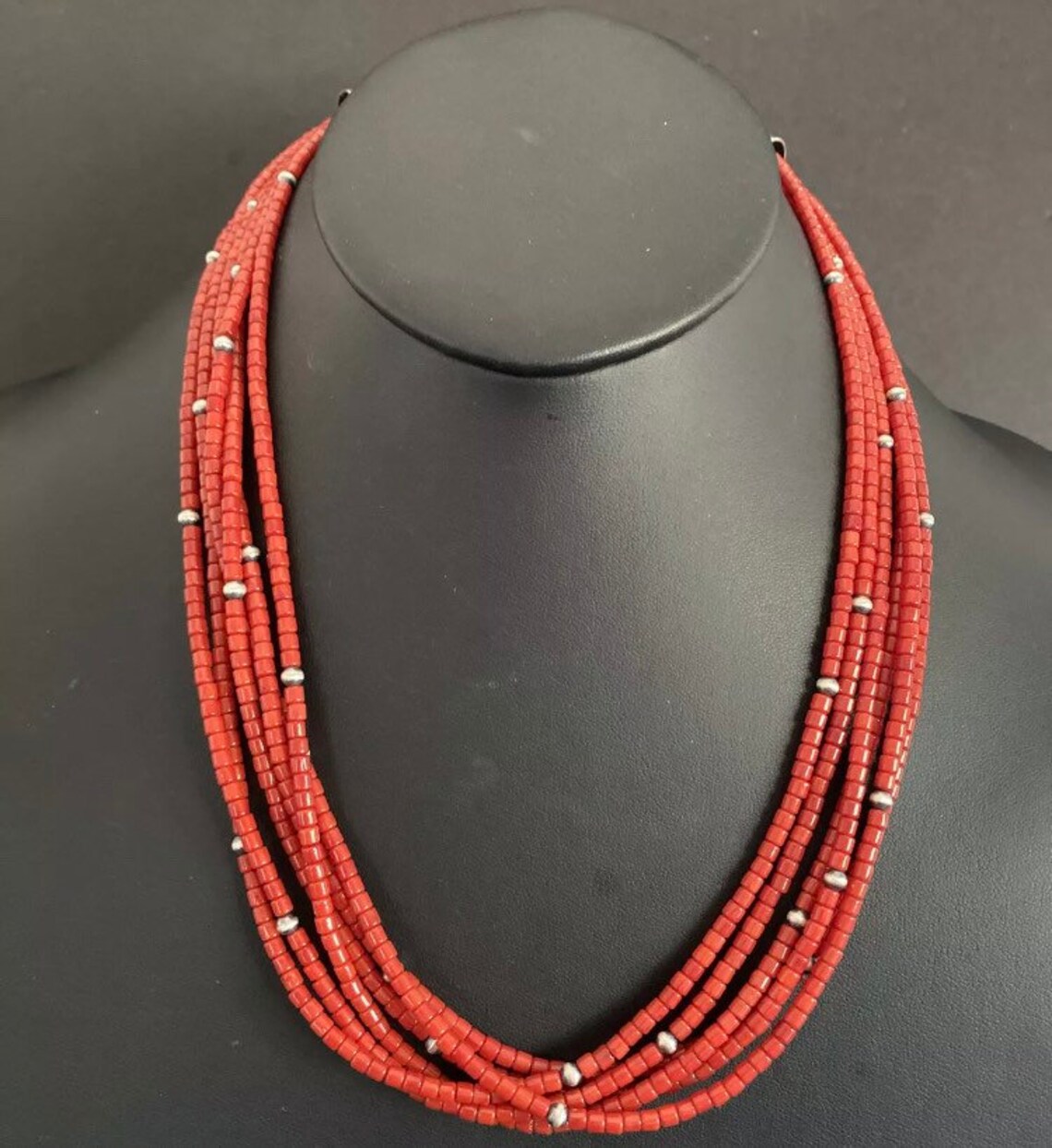 Sterling Silver Multi Strand Coral Bead Necklace. 22 Inch - Etsy