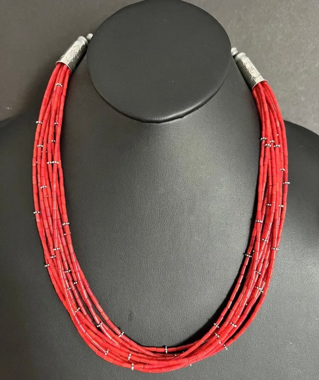 Sterling Silver Multi Strand Red Coral Bead Necklace 24 Inch - Etsy