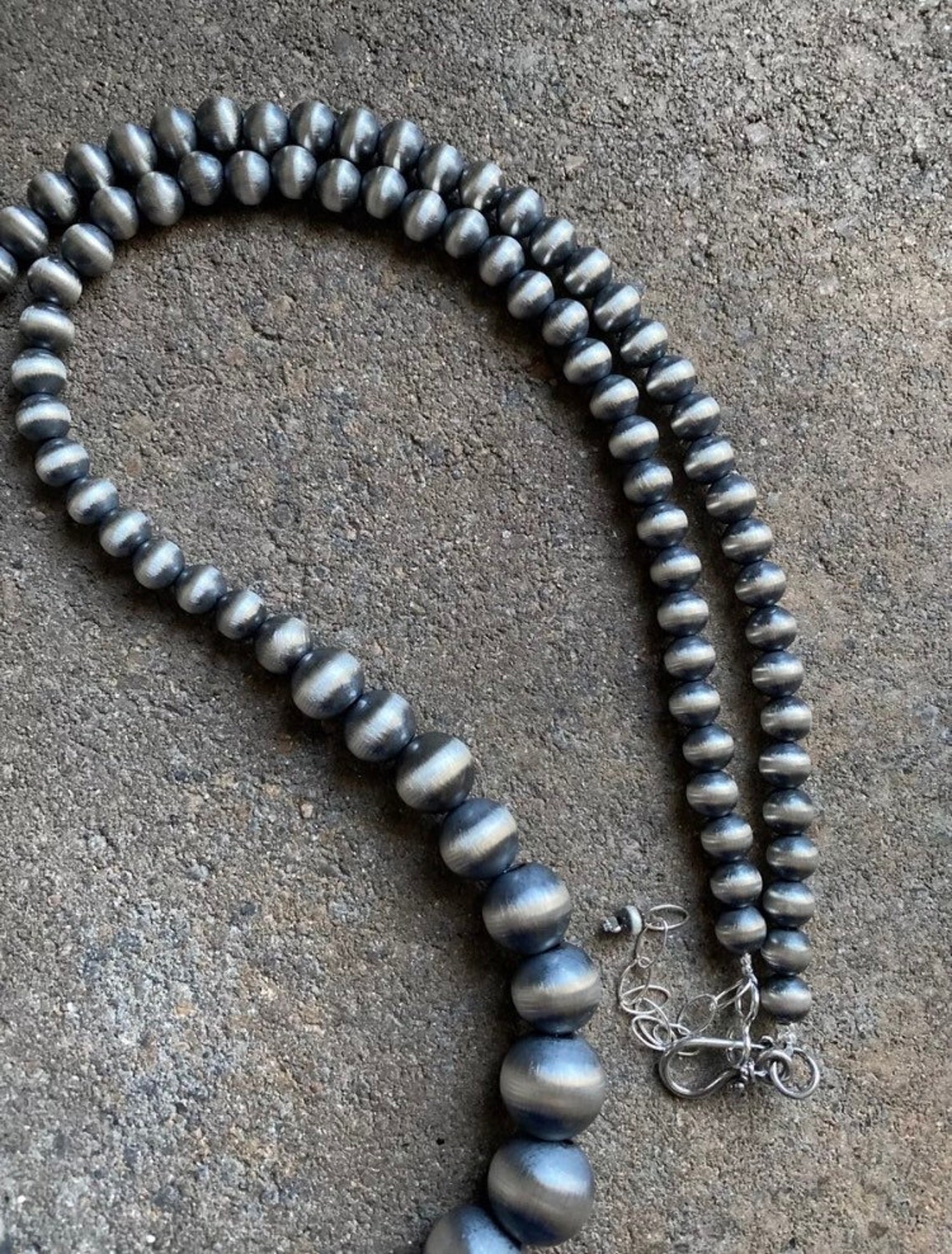 Sterling Silver Graduated Bead Necklace 30 Inch - Etsy