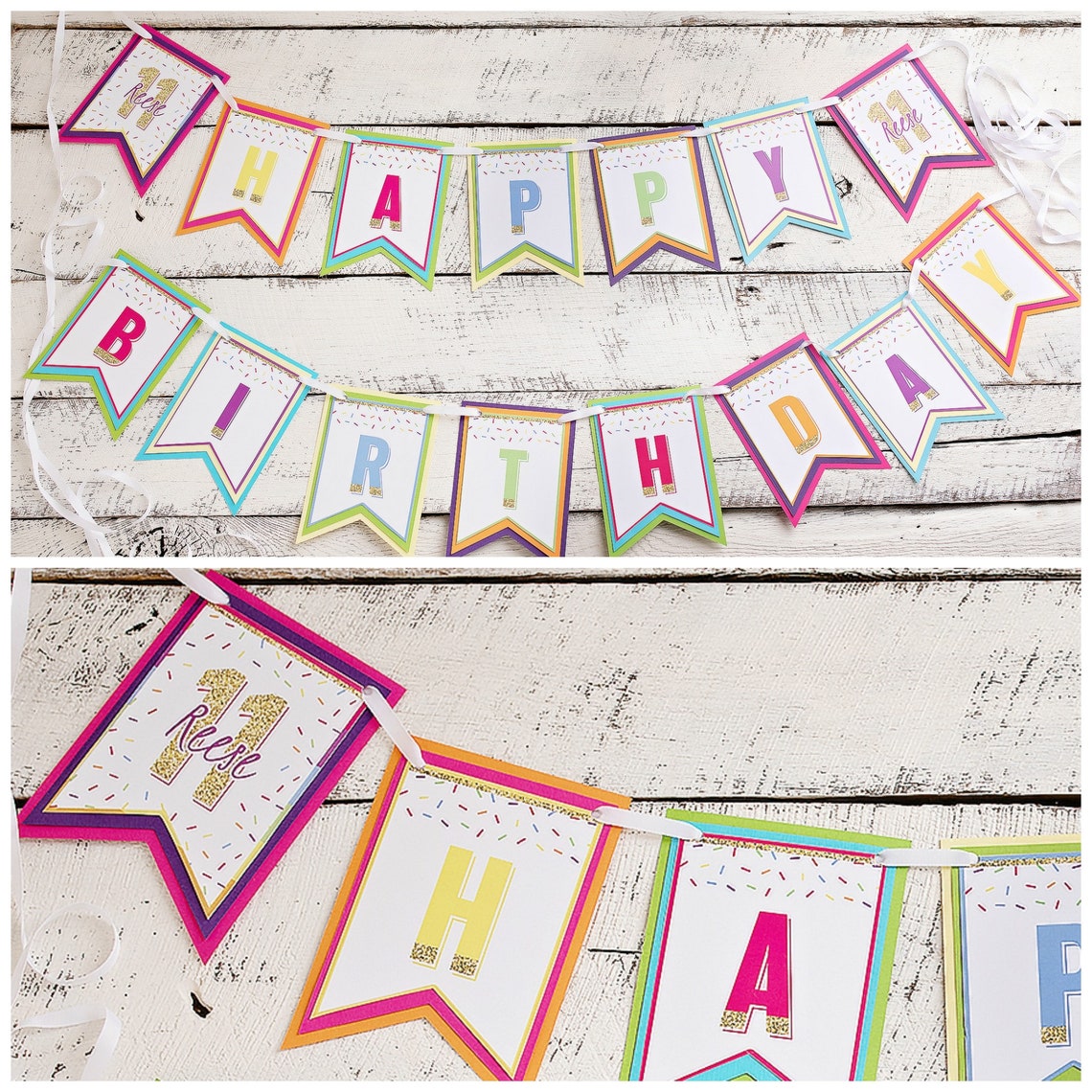 Rainbow Confetti Birthday Banner Rainbow Party Decorations | Etsy