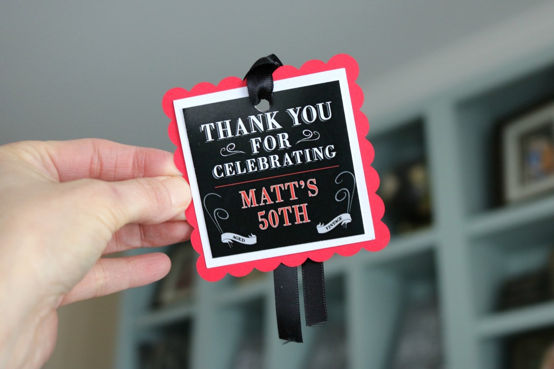 Vintage Dude Adult Birthday Favor Tags Cheers To 50 Years Aged To