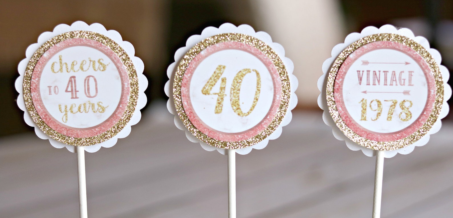 ROSE GOLD Women's Birthday Cupcake Toppers Female - Etsy
