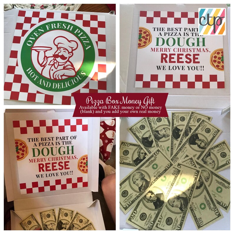 Pizza Box Money Gift Personalized With Name Ready Made Pizza - Etsy