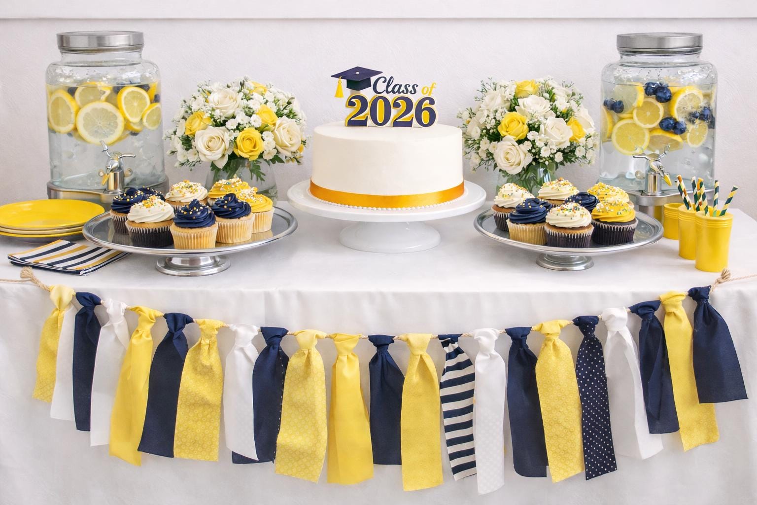 Fabric Garland for Graduation Celebration, Hunter Green and Yellow ...