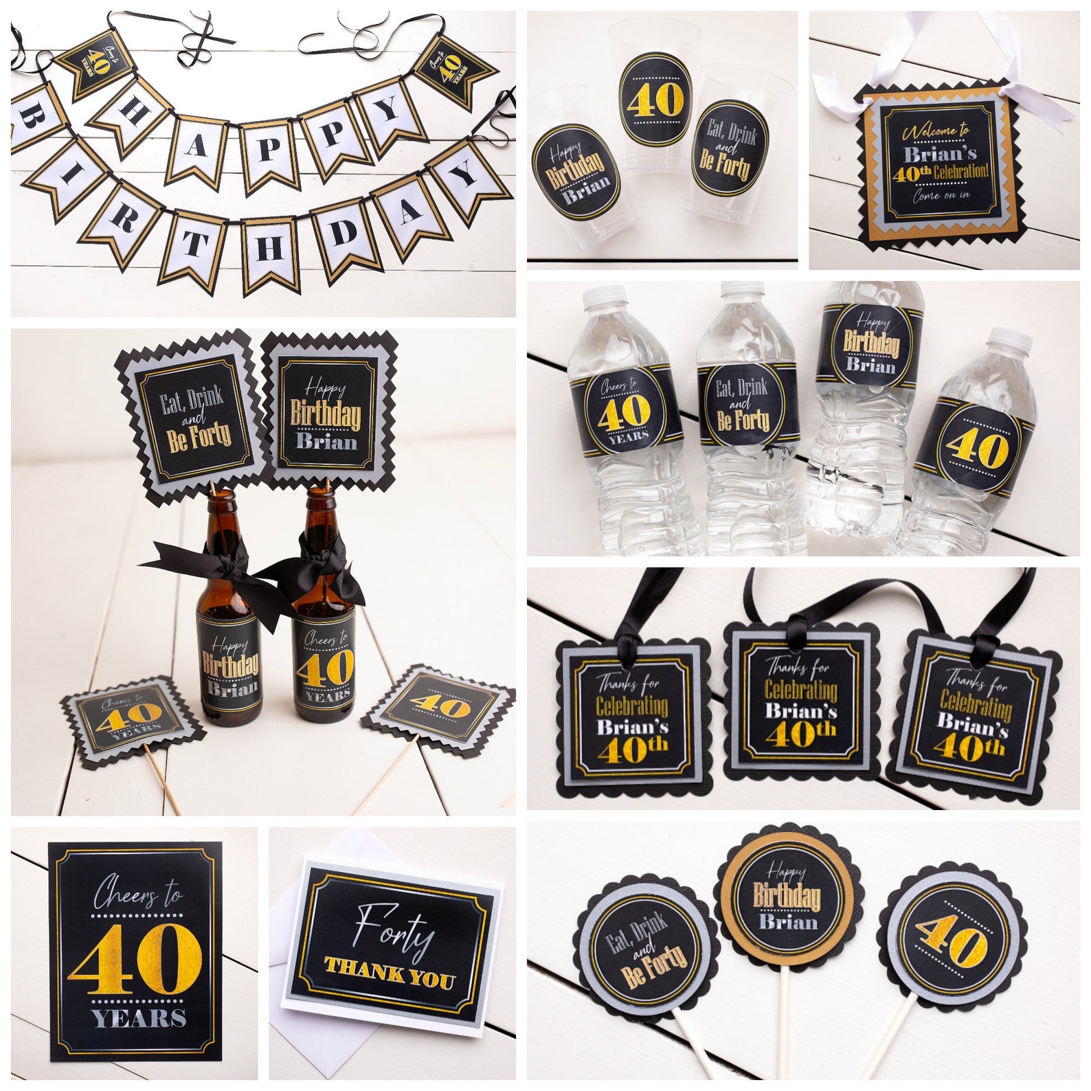 40th Birthday Centerpiece Beer Labels Milestone Birthday | Etsy