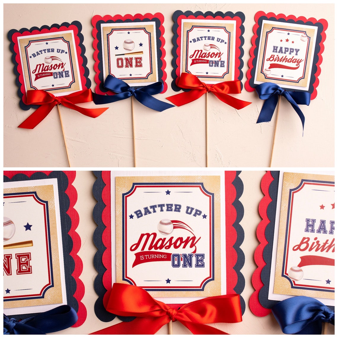 Baseball Centerpiece Pennant Flag Centerpiece Sticks Little | Etsy
