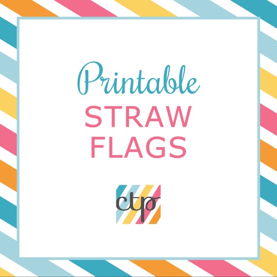 Birthday Party Decorations, Party Straw Flags, Printable, Digital ...