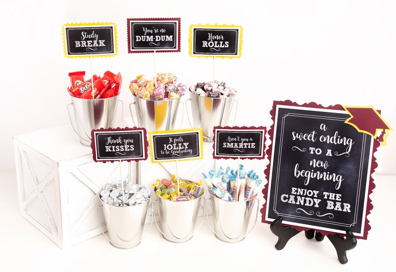 Graduation Candy Bar Signs, Custom Grad Party Decorations, ANY School ...