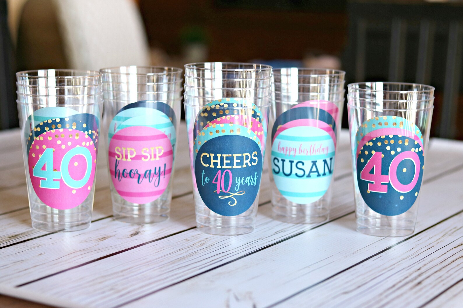 40th BIRTHDAY PARTY Decorations Party Cups Wine Cups Sip - Etsy