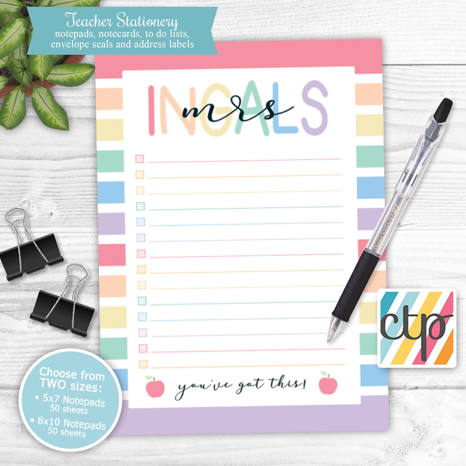 Teacher Notepad Personalized Notepad Teacher Appreciation - Etsy