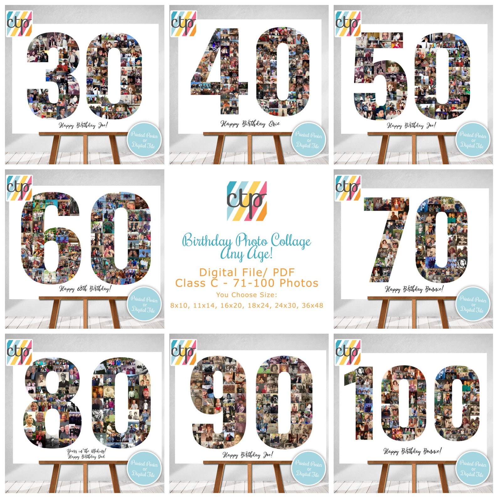 Personalized 60th Birthday Gift, Number Photo Collage, 60th Birthday ...