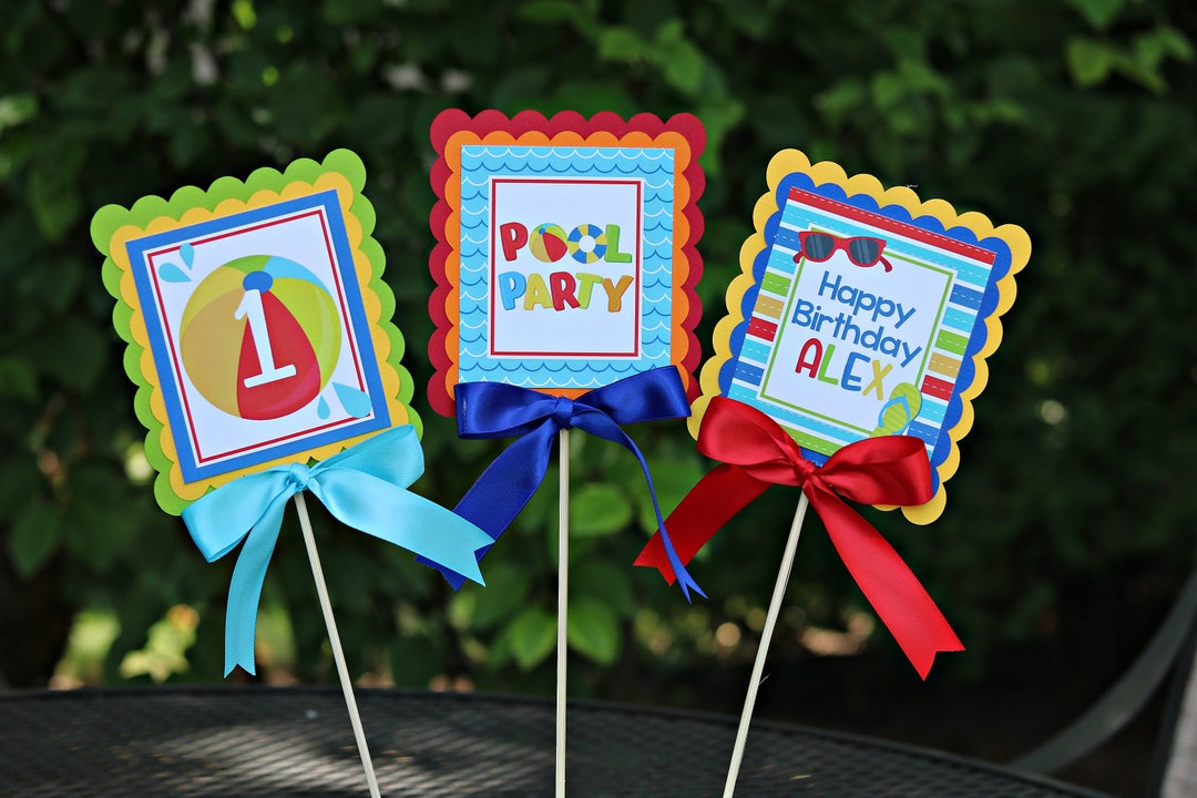 POOL PARTY BIRTHDAY Centerpiece, Table Decoration, Beach Ball Party ...