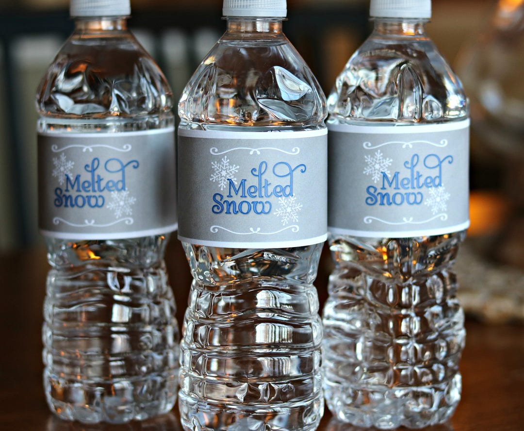 MELTED SNOW Water Bottle Labels Printed Water Bottle Wraps - Etsy