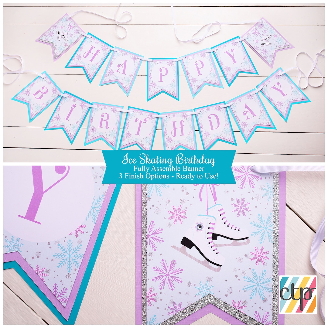 Ice Skating Birthday Banner, Birthday Banner, Ice Skating Party ...
