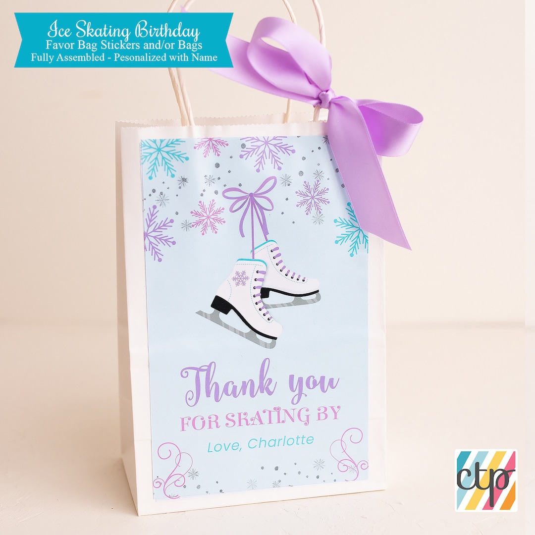 Girl Ice Skating Birthday, Party Favor Bags, Birthday Decorations, Ice ...