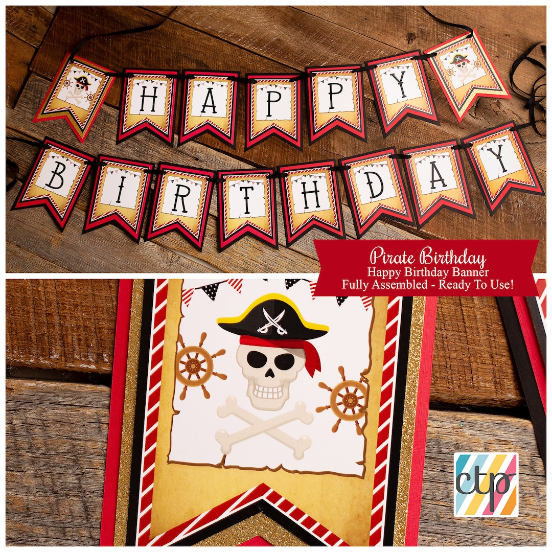 Pirate Party Decorations, Happy Birthday Banner, Birthday Decorations ...