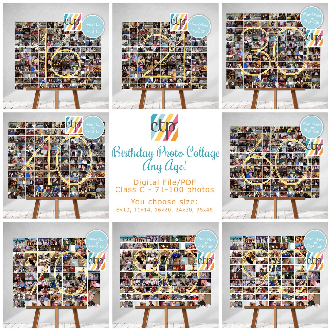 Personalized Birthday Gift, Number Photo Collage, Picture Collage ...