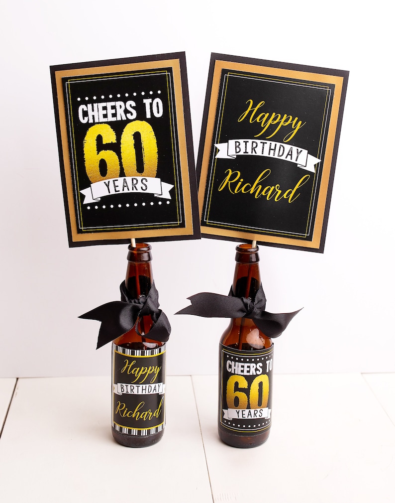 60th Birthday Centerpiece Beer Labels Milestone Birthday Etsy