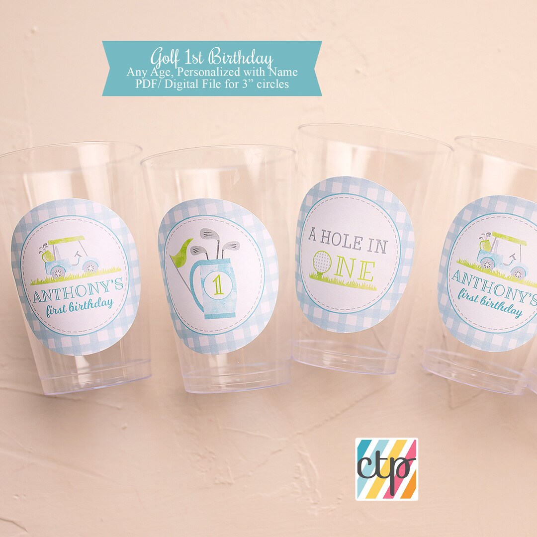 Golf Birthday Cups, A Hole in ONE, Golf Par-tee, Golf Stickers, Golf ...