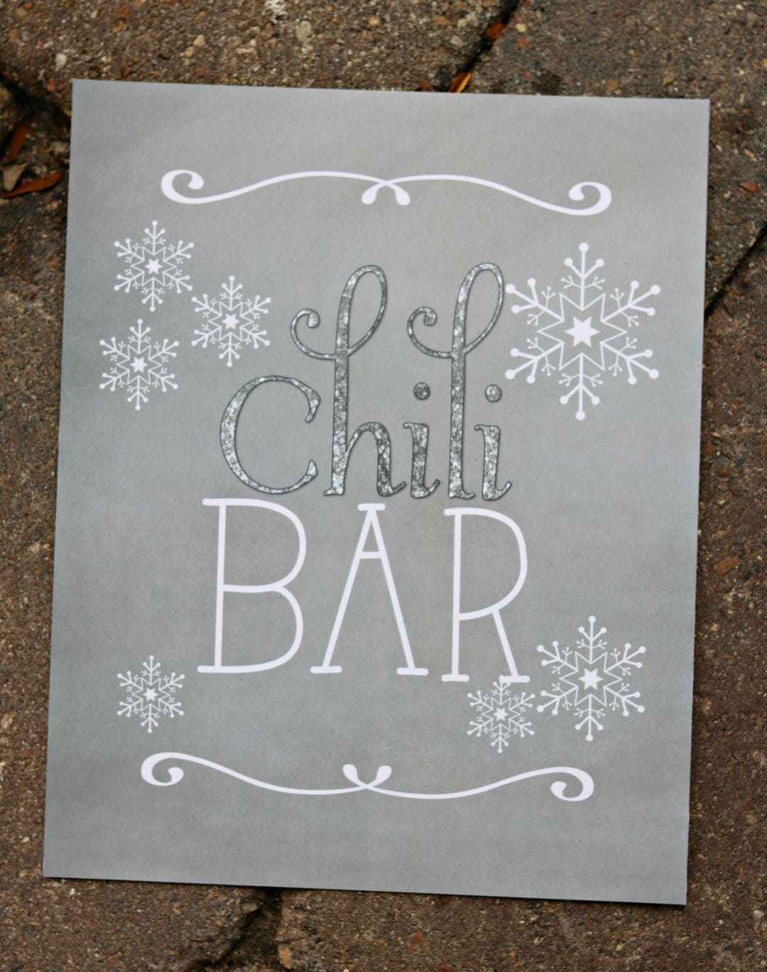 WINTER CHILI BAR, Printed Chili Bar Sign, Winter Party Sign, Winter ...