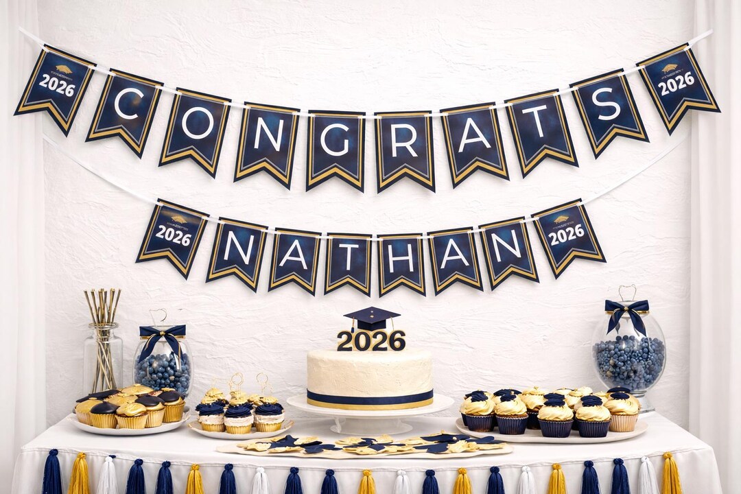 Congrats Graduation Banner, Fully Assembled - YOU CHOOSE COLORS! - Etsy