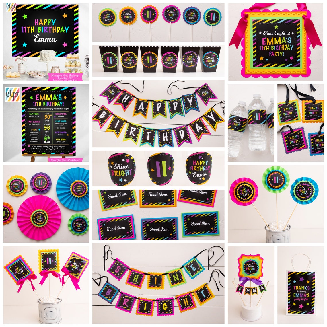 Neon Sign Backdrop Birthday Decorations Glow in the Dark - Etsy