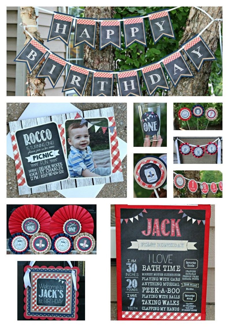 Picnic Birthday Party Happy Birthday Banner Picnic Garland - Etsy