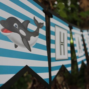 ORCA WHALE BANNER, Killer Whale Decorations, Ocean Birthday, Swim Party ...