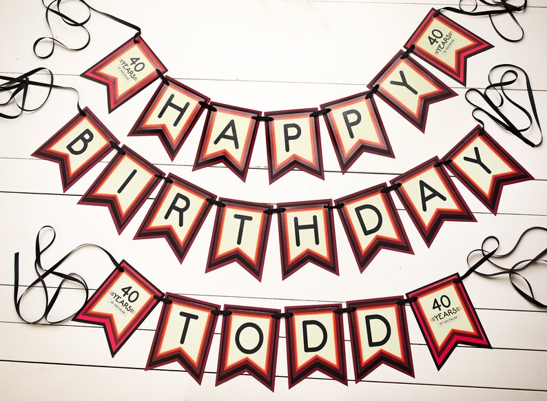 Retro Themed 40th Birthday Banner 40th Birthday Party - Etsy