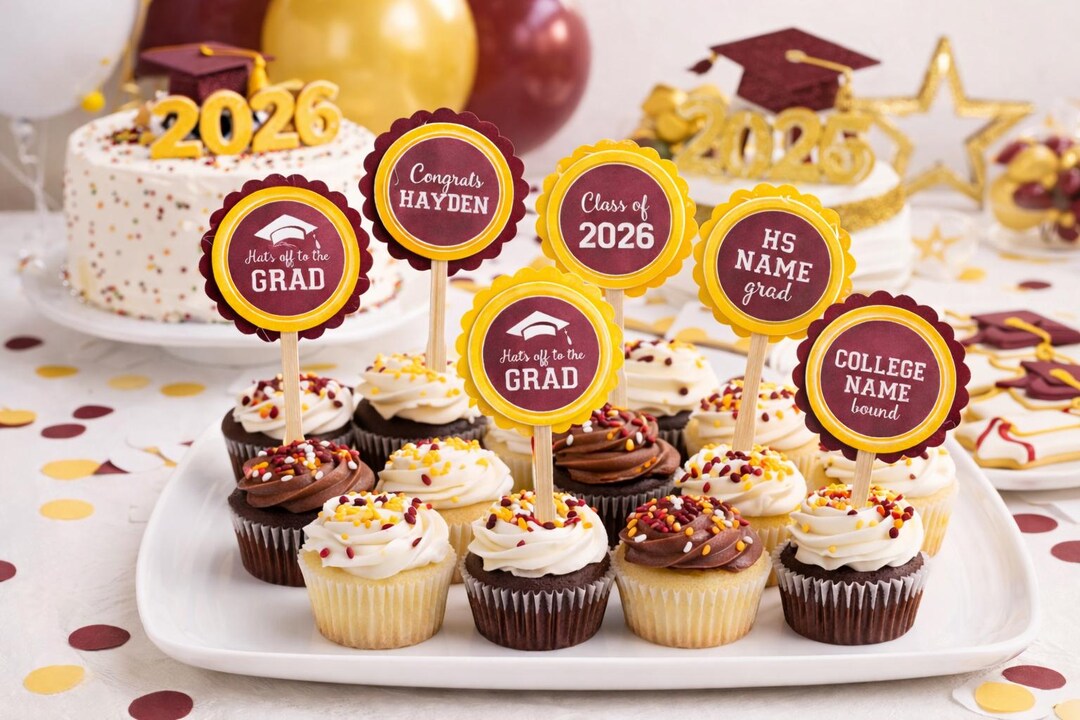 Mini Cupcake Toppers for a Graduation Celebration, Mini, Appetizer ...