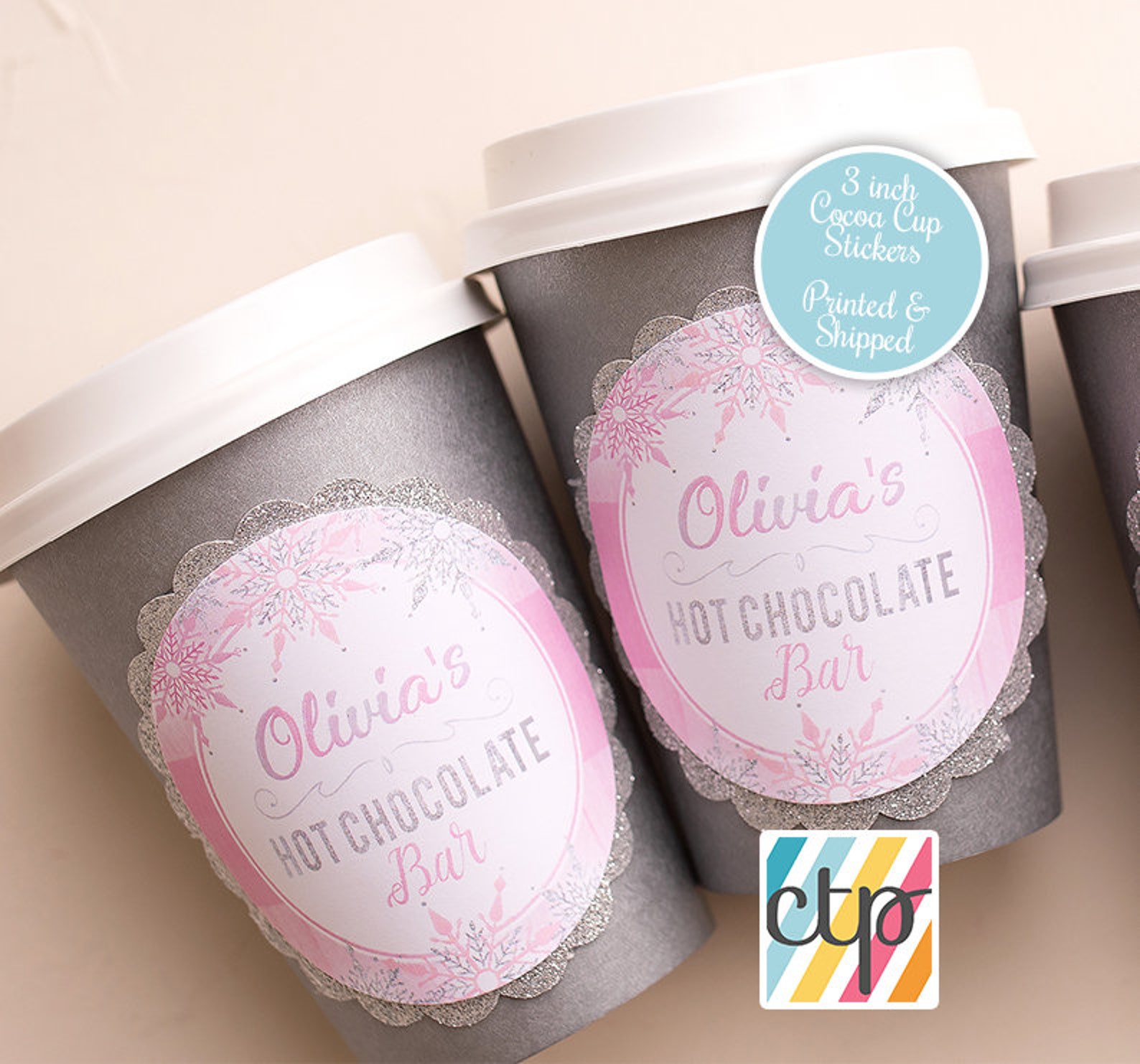 Hot Cocoa Cup Stickers, Hot Chocolate Bar Labels - Etsy