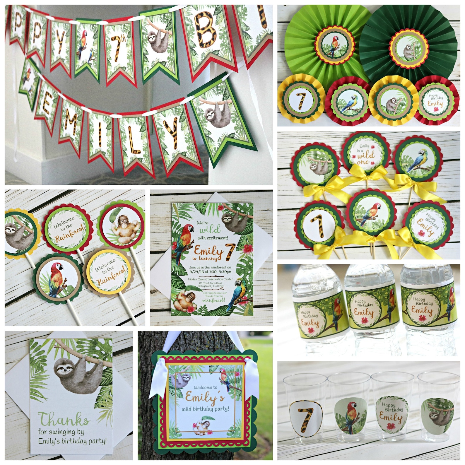 RAINFOREST BIRTHDAY PARTY Cupcake Toppers Rain Forest Jungle - Etsy