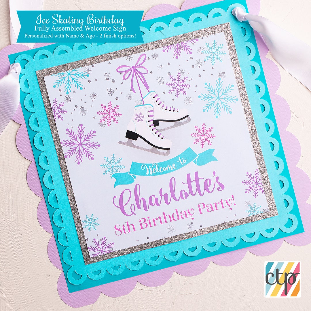 Ice Skating Sign, Welcome Sign, Birthday Decorations, Ice Skating ...