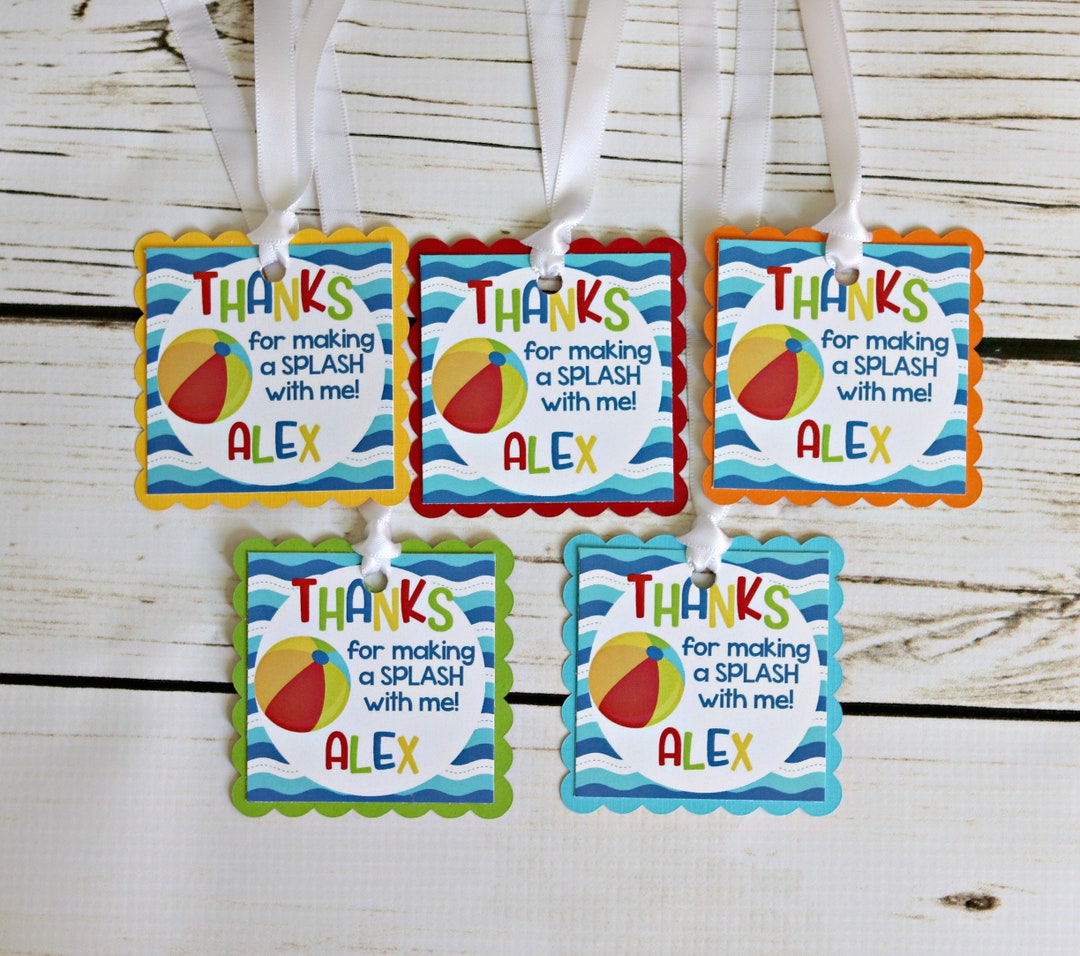 Pool Party Birthday Favor Tags, Beach Ball Party Decorations, Summer ...