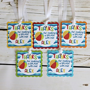 Pool Party Birthday Favor Tags, Beach Ball Party Decorations, Summer ...