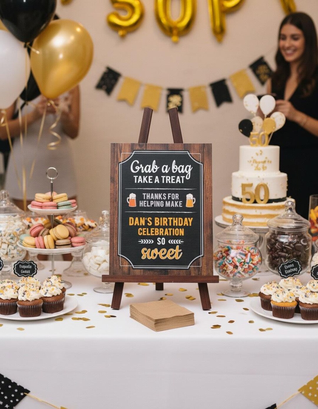 PRINTED Grab A Bag, Take A Treat, Sweets Table Sign, 7 Size Options - Etsy