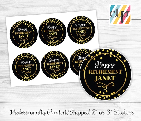 Personalized Glossy Retirement Party Favor Labels - Retirement Stickers ...