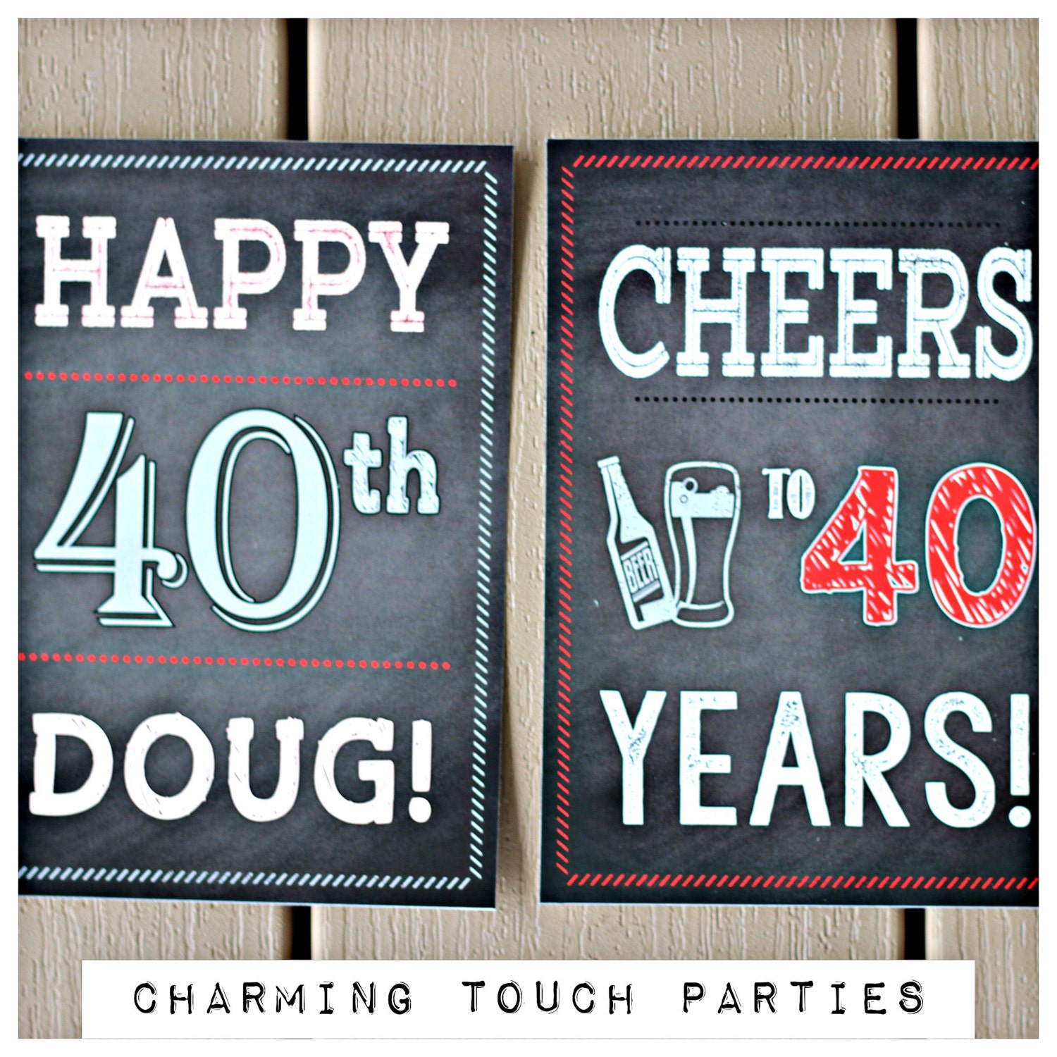 PRINTED 40th Birthday Signs Happy 40th Birthday Cheers to 40 | Etsy