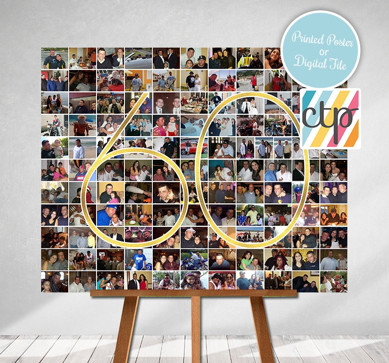 Personalized 60th Birthday Gift, Number Photo Collage, 60th Birthday ...