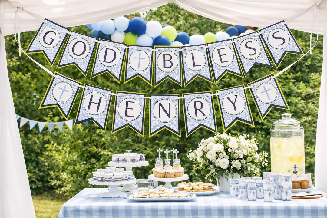 God Bless Name Banner for Religious Celebration, Fully Assembled! - Etsy