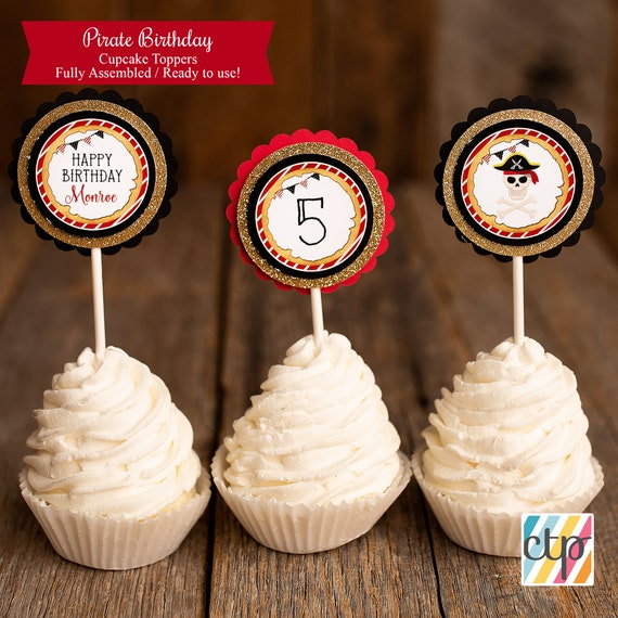 Pirate Party Decorations, Cupcake Toppers, Birthday Decorations, Ahoy ...