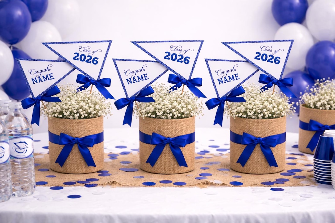 Pennant Flag Centerpiece Sticks for Graduation Celebration. Sold in ...
