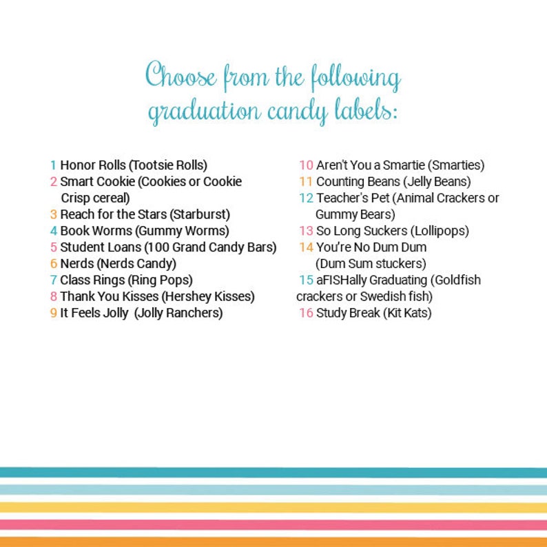 Graduation Candy Labels Graduation Party Decor Grad Candy - Etsy