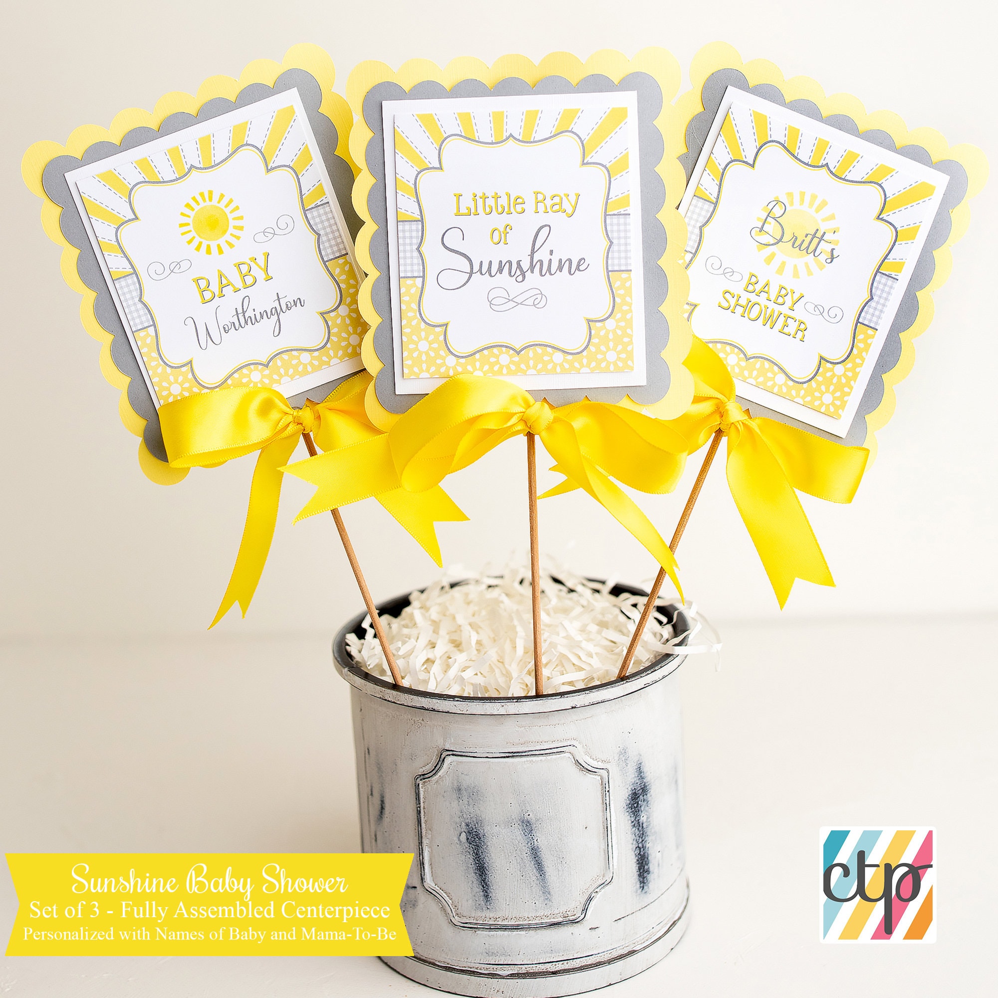 Sunshine Baby Shower, Baby Shower Centerpiece, Baby Shower Decorations ...