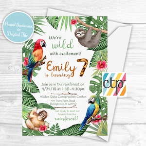 RAINFOREST BIRTHDAY INVITATIONS Rain Forest Invite Jungle Invitation Safari Invitation Jungle ...
