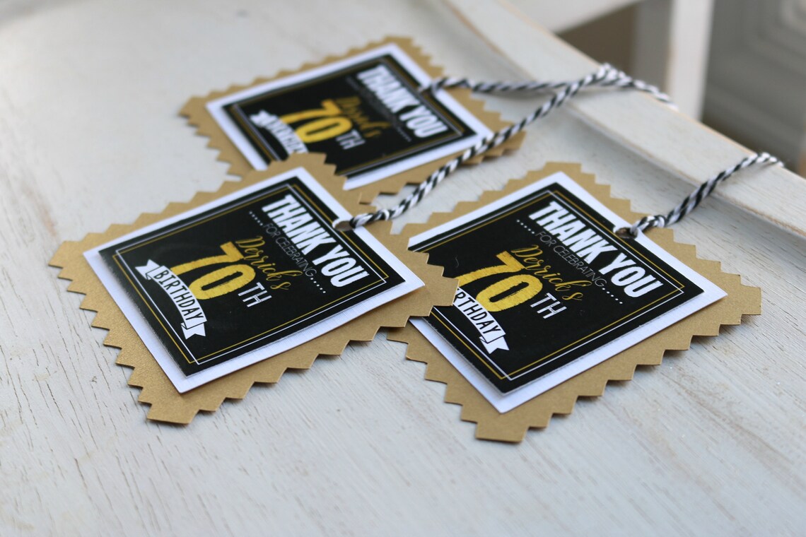 70th Birthday Party Favor Tags, Gift Tags, Thank You Tags, Adult ...