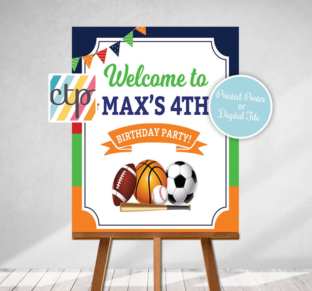 All Star Sport Welcome Sign, Door Sign, Boy Sports Birthday Poster ...