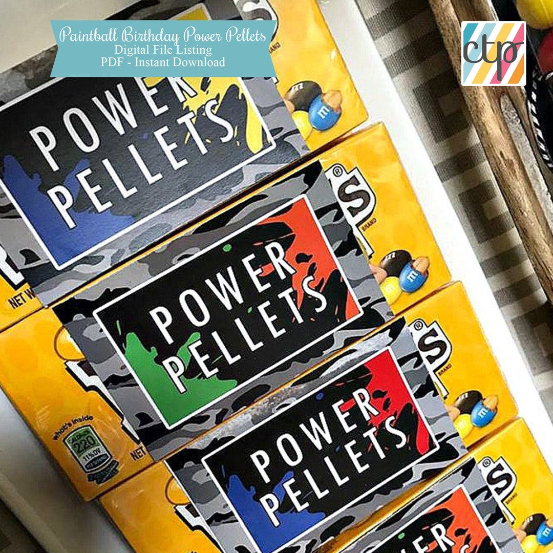 Paintball Party Stickers, Power Pellets Candy Labels, Paintball ...