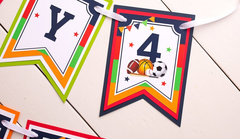 Boy Sports Theme Birthday Banner Happy Birthday Sports Party | Etsy
