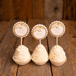 Golden Anniversary Cupcake Toppers, 50th Wedding Anniversary Party ...